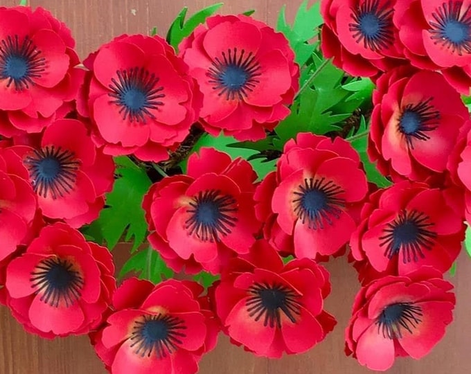 Poppy Paper Flower SVG and PDF Templates, DIY Small Paper Flower ...