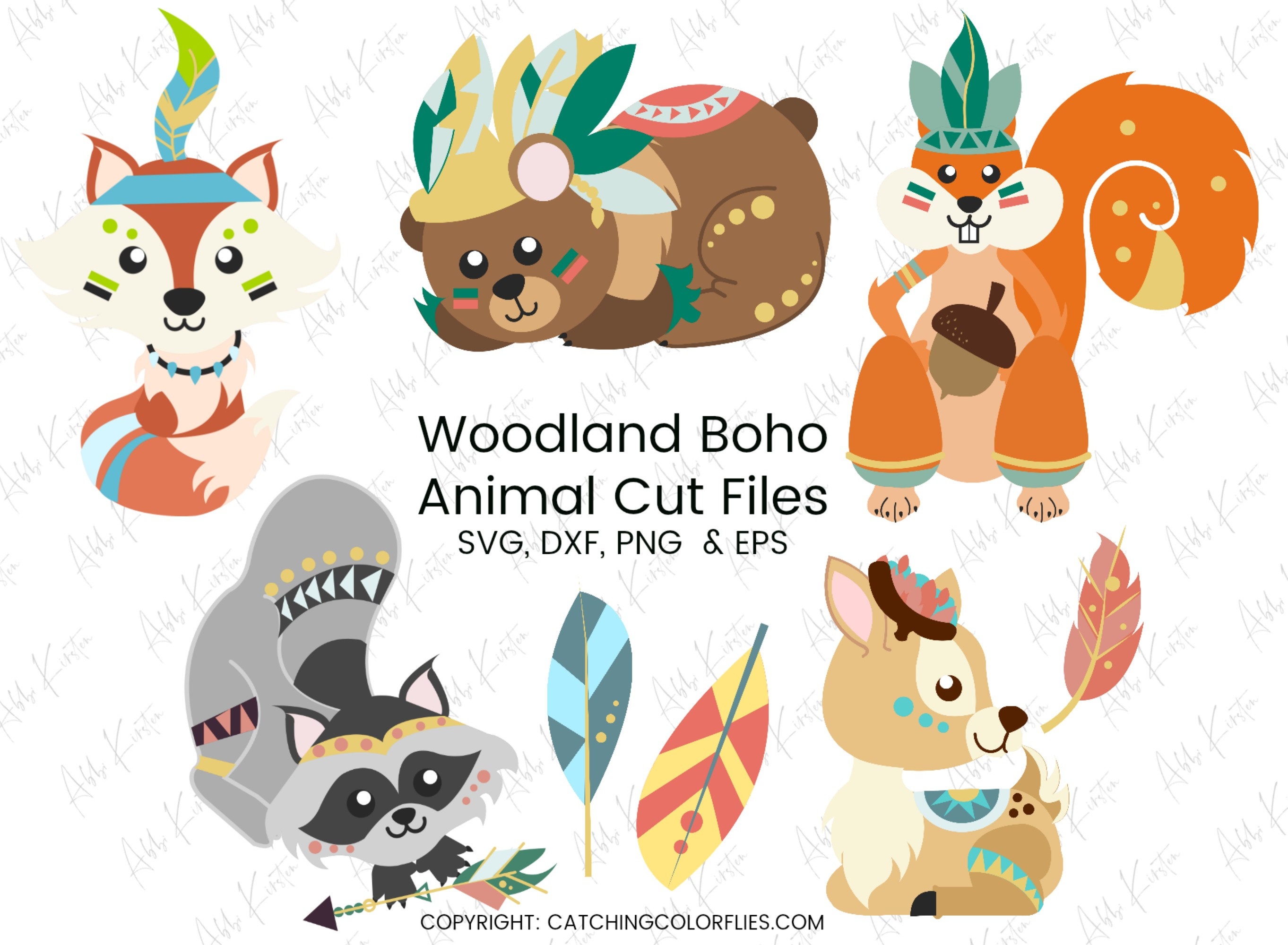 Tribal Woodland Animal SVG Set, Cute Boho Forest Animals Clip Art, Fox ...