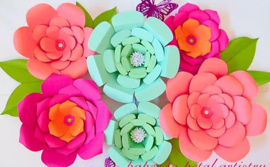 Giant Paper Flowers DIY Templates Patterns & Tutorial Paper - Etsy