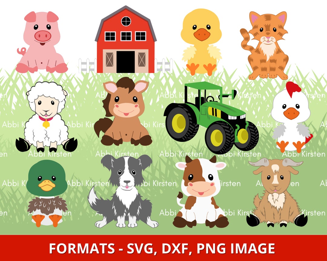 Farm Animals SVG Bundle, Cow SVG, Barn and Tractor SVG, Horse, Goat ...