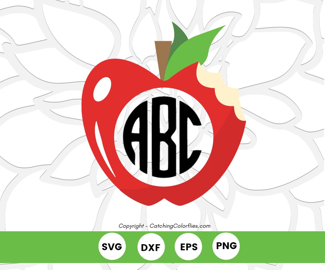 Apple Circle Monogram SVG, Teacher Appreciation SVG, Teacher Monogram ...