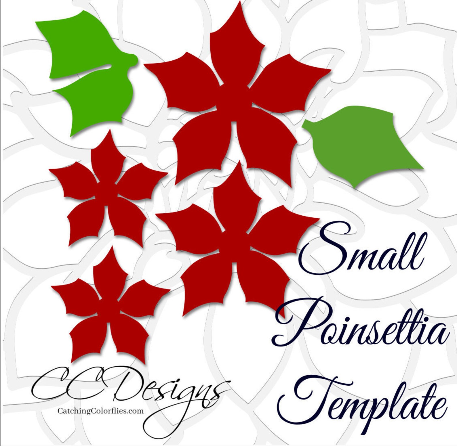 Christmas Paper Poinsettia DIY Flower Templates Small and - Etsy