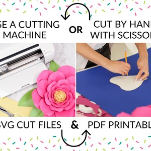 Set of 4 Paper Rose Templates, Paper Rose Flower SVG Cut Files and PDF ...
