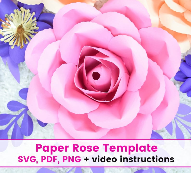 Printable Paper Rose Template Paper Rose SVG Flower Template | Etsy