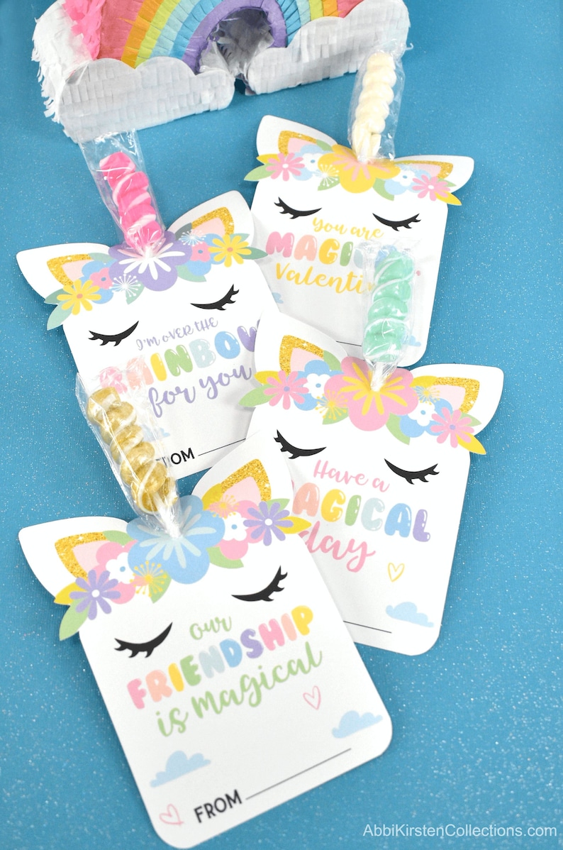 Unicorn Valentine Lollipop Card Printable Unicorn Valentine - Etsy