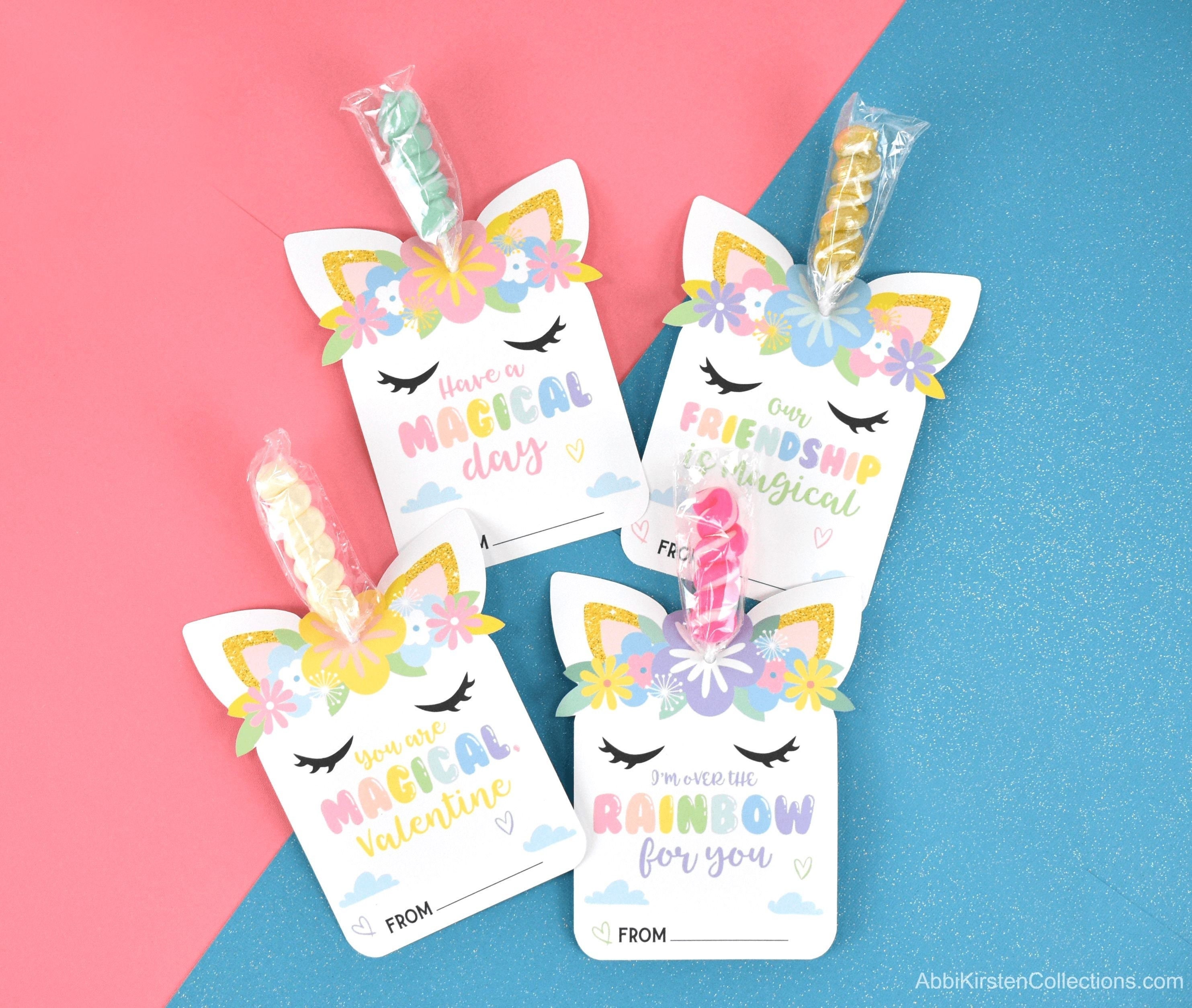 Unicorn Valentine Lollipop Card Printable Unicorn Valentine | Etsy