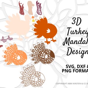 3D Thanksgiving Turkey Mandala SVG, Turkey Shirt, Turkey PNG, Turkey ...