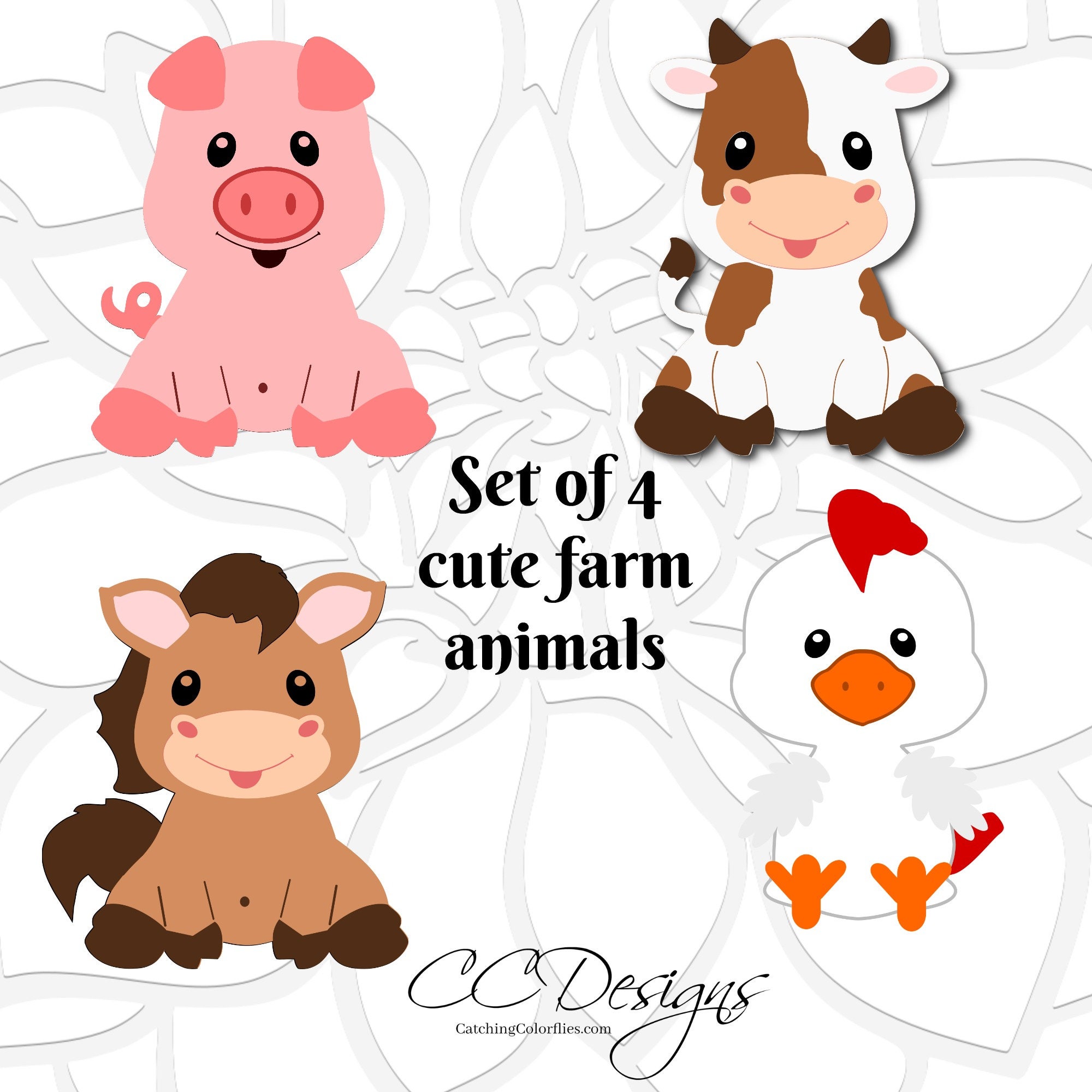 Farm Animal Svg, Cow SVG, Animal Clip Art, Horse Cut File, Pig Svg ...