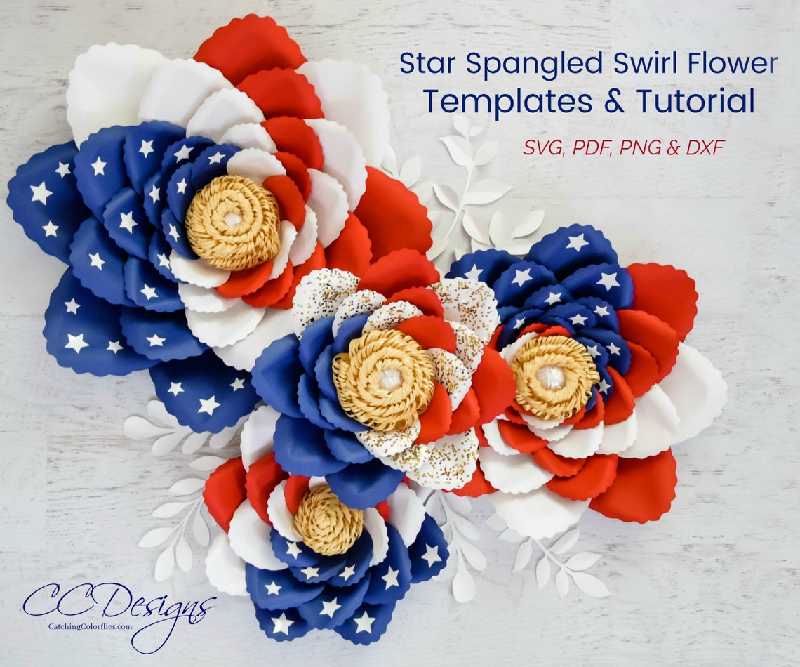 American Flag Large Paper Flower Templates Paper Flower Flag - Etsy