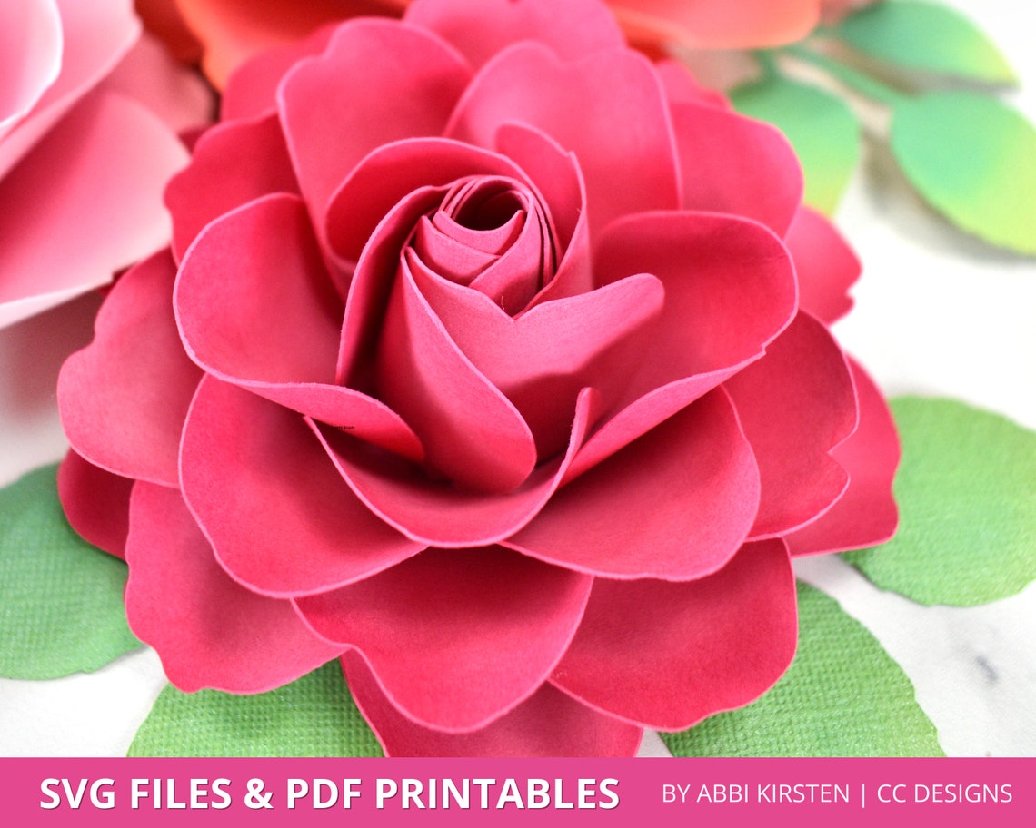 Paper Rose Template Paper Flower SVG and PDF Printable - Etsy