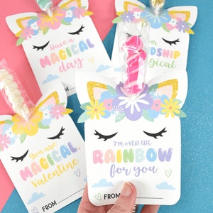 Unicorn Valentine Lollipop Card - Printable Unicorn Valentine Cards ...