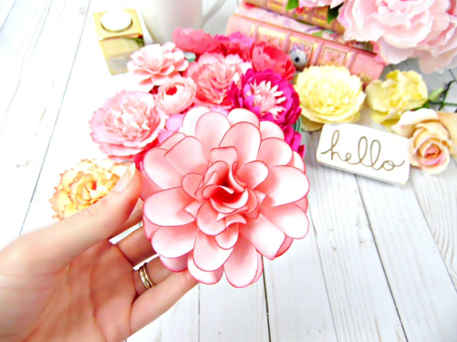 Paper Dahlia Flower Templates, DIY Paper Flowers, SVG Paper Flower Cut ...