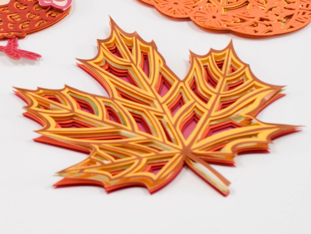 3D Leaf SVG, Fall Leaf Mandala SVG, Layered Fall Mandala Leaves, Fall ...