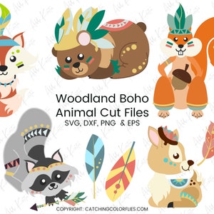 Tribal Woodland Animal SVG Set, Cute Boho Forest Animals Clip Art, Fox ...