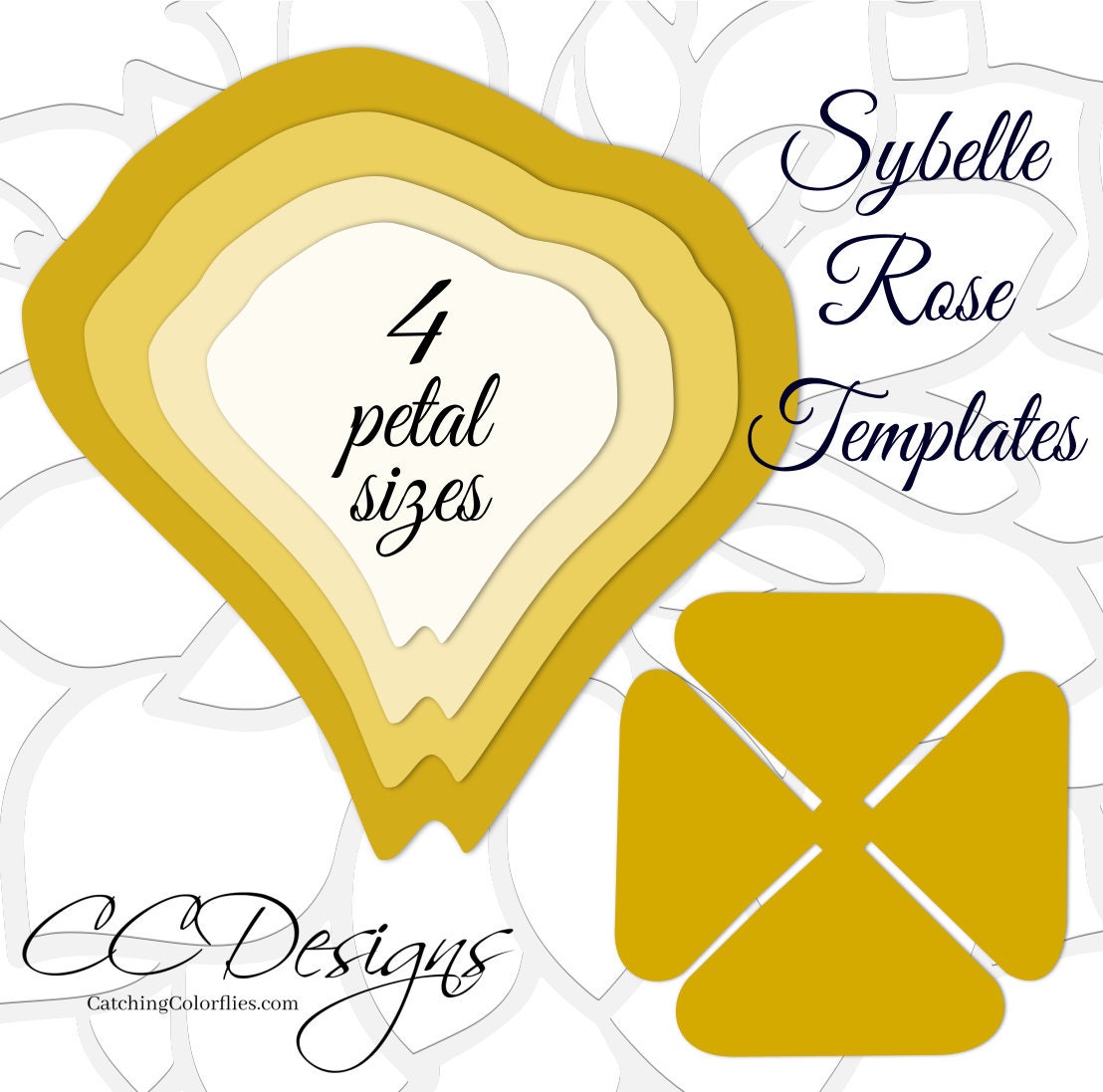 Gold Paper Rose Template & Tutorials Giant Paper Flower - Etsy