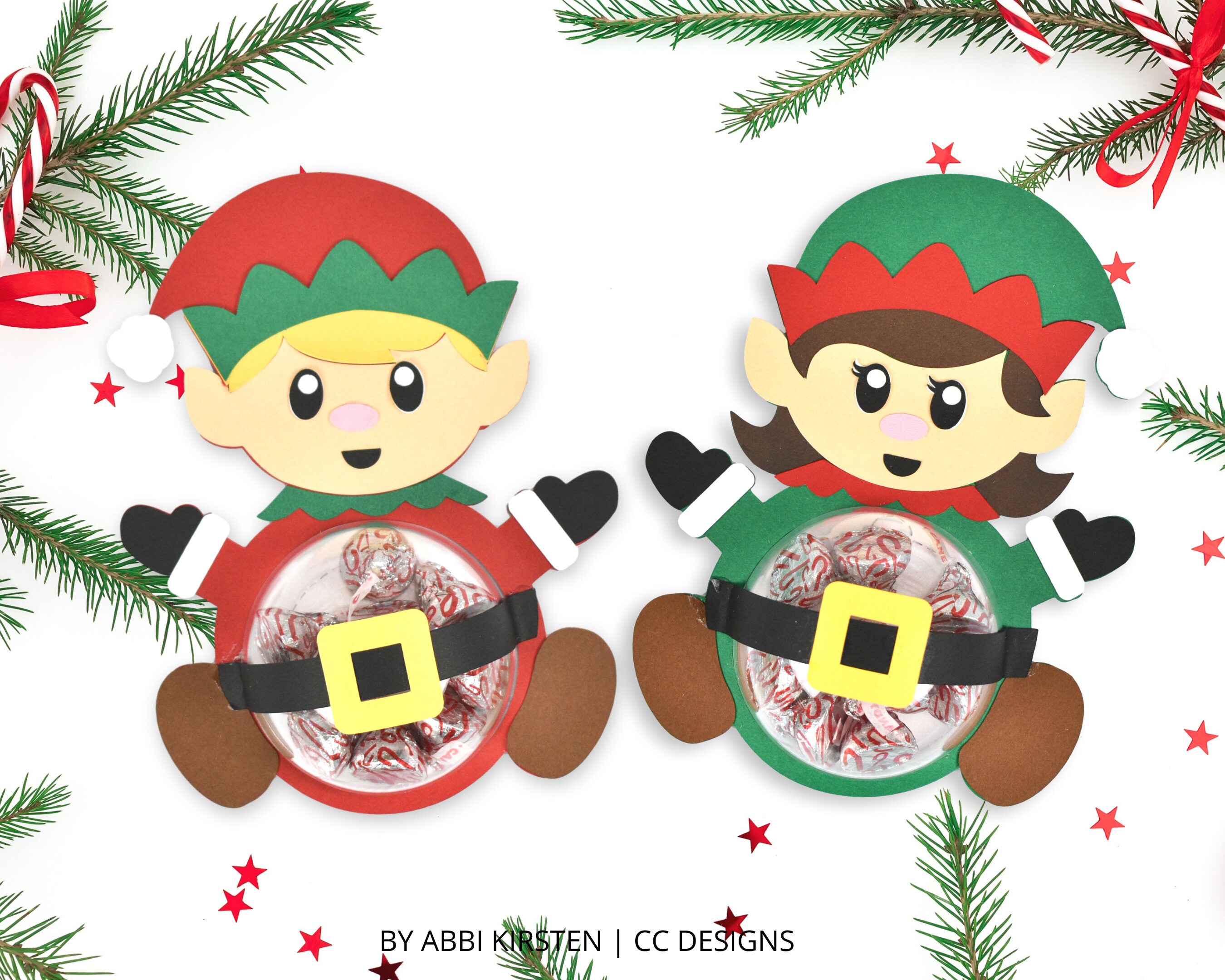 Set of 2 Elf Boy and Elf Girl Candy Holders SVG Cut Files - Etsy