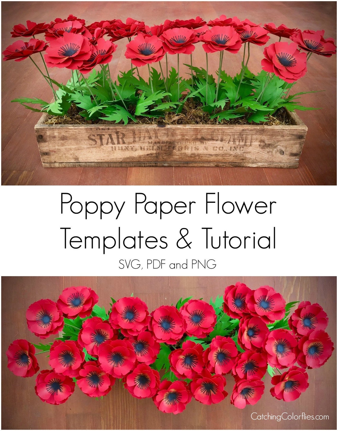 Poppy Paper Flower SVG and PDF Templates DIY Small Paper | Etsy France