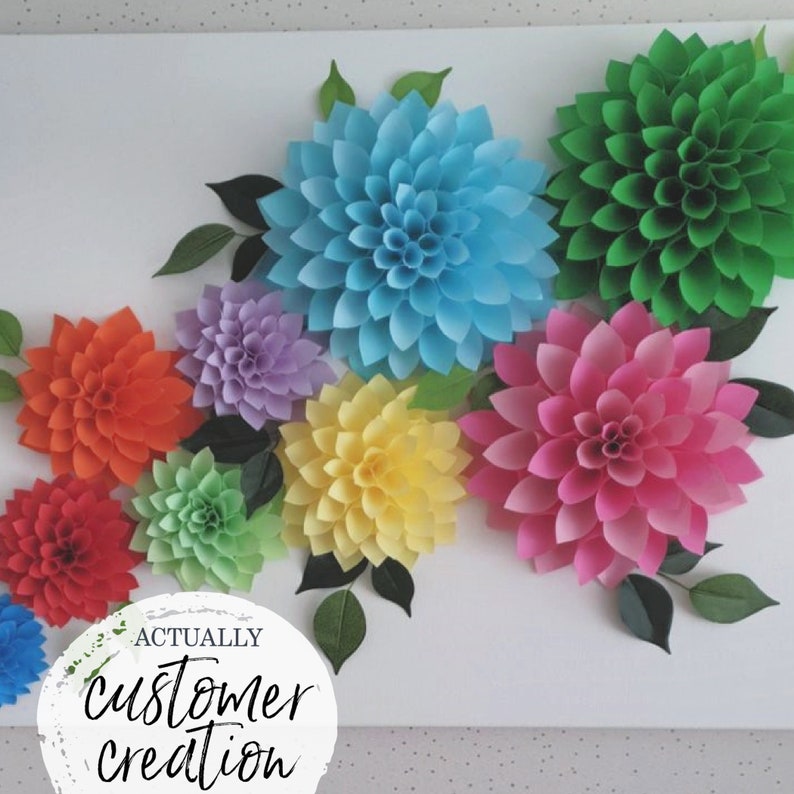 Paper Flower Wall Dahlia Templates, Paper Flower Templates in SVG and ...