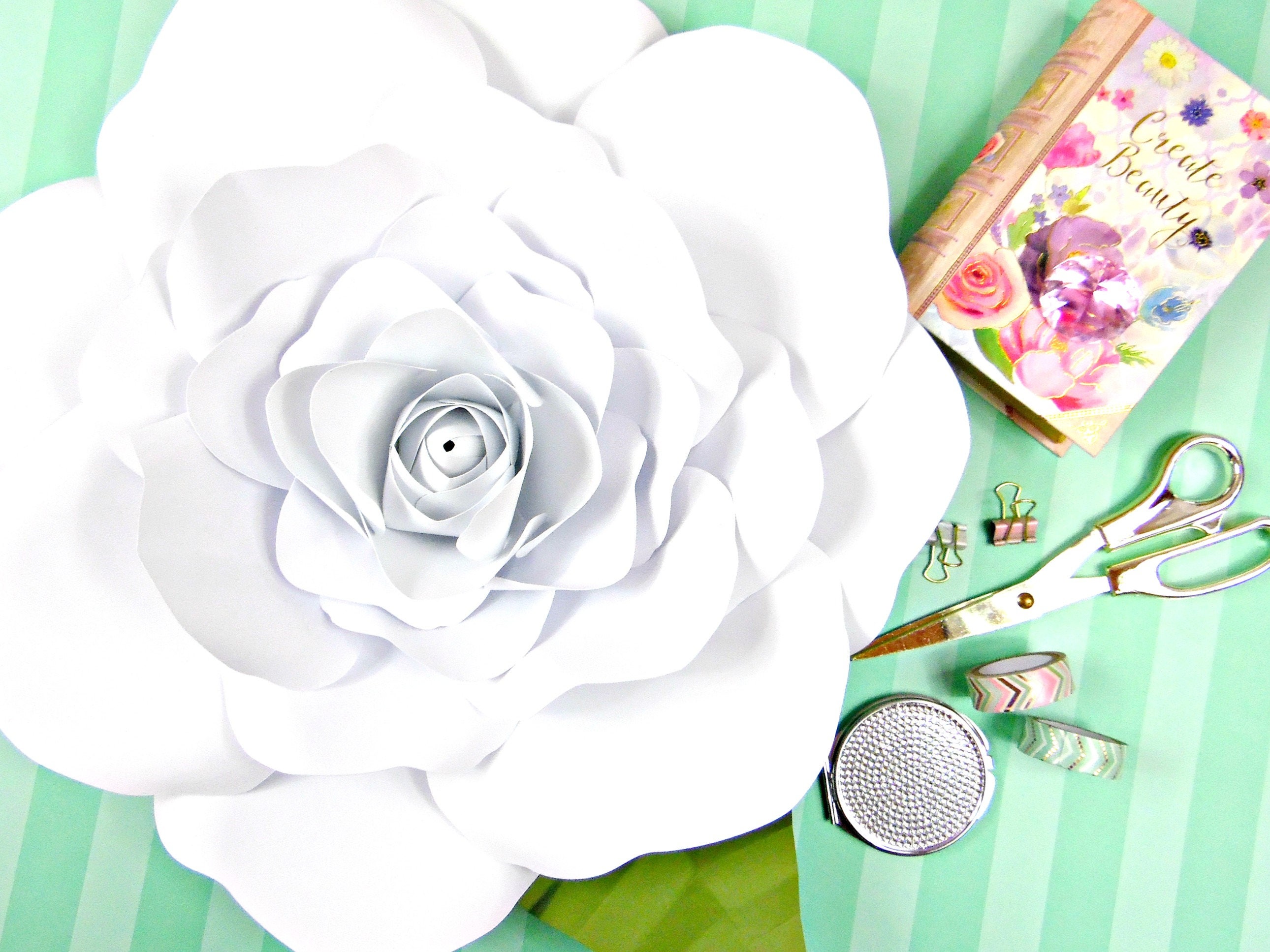 DIY Giant Paper Rose Pattern Templates and Tutorials, Garden Birthday ...