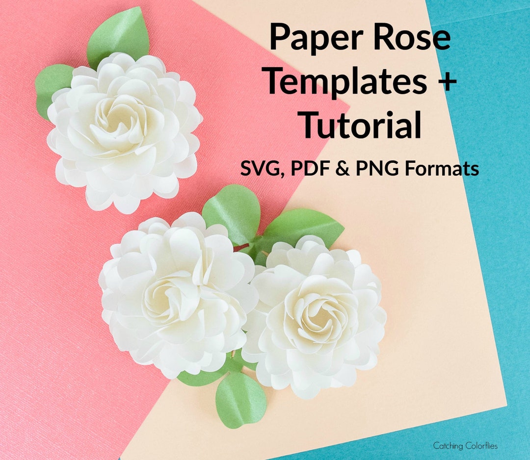 Paper Rose SVG and PDF Templates, Small Paper Rose Flower Templates ...