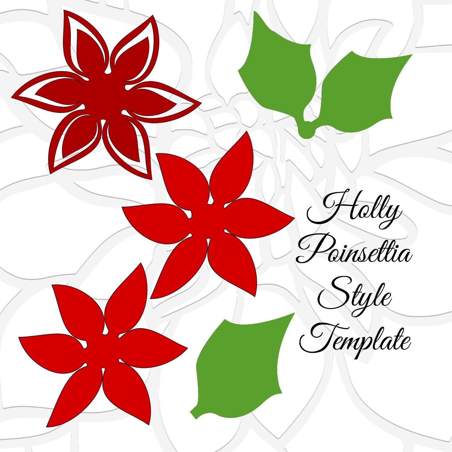 Small and Large Christmas Paper Flower Poinsettia Templates, Paper ...
