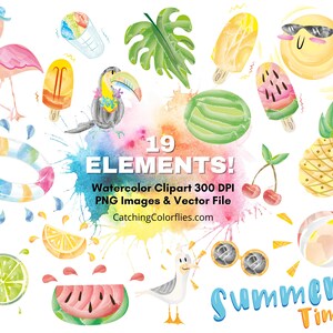 Watercolor Clipart Summer and Tropical Clipart Watermelon - Etsy