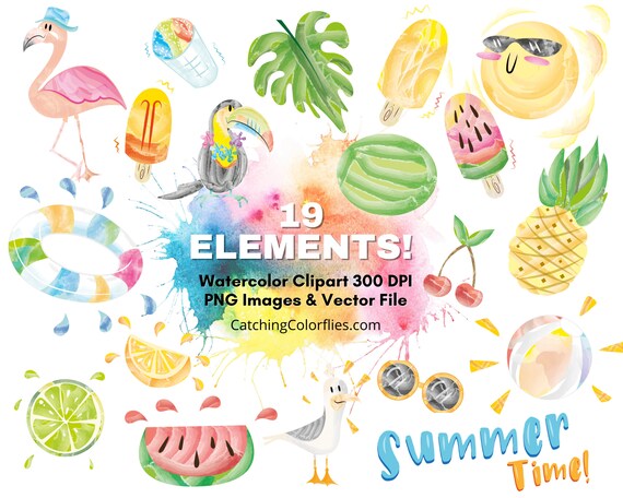 Watercolor Clipart Summer and Tropical Clipart Watermelon | Etsy