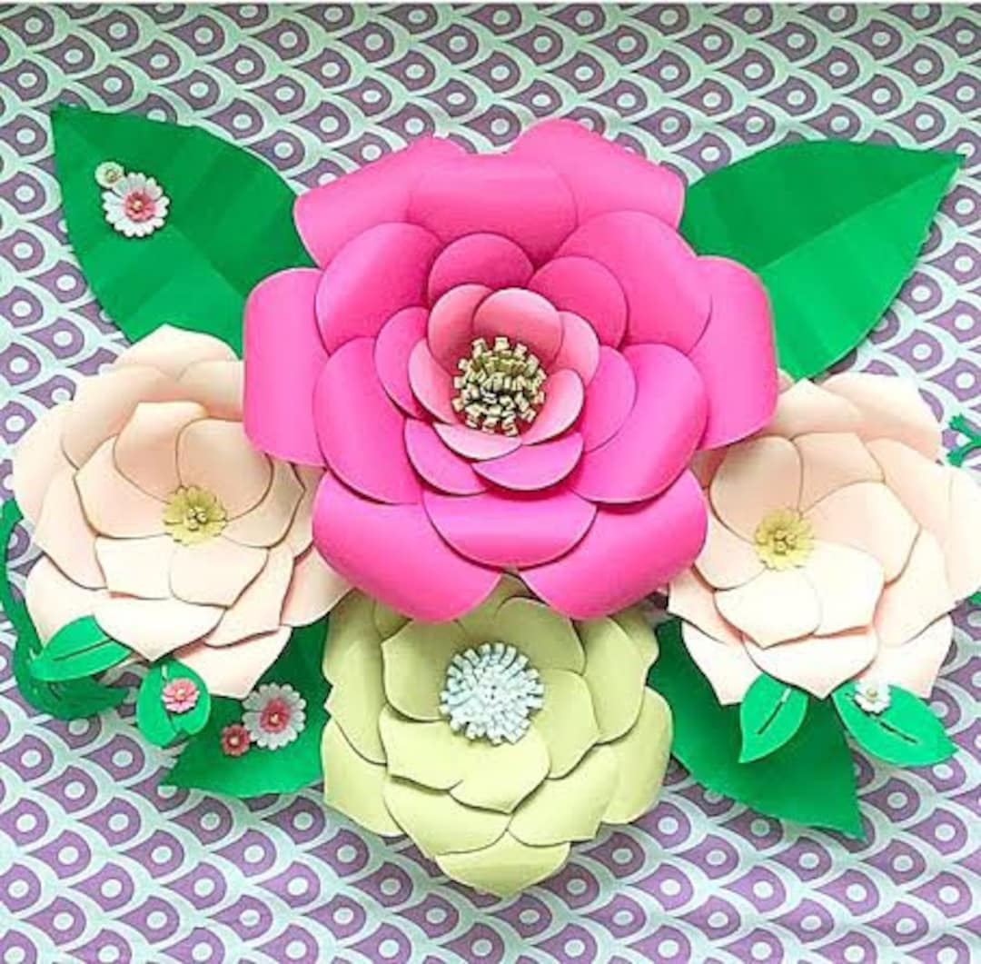 DIY Large Paper Flower Templates, Paper Flower Kit, Paper Flower SVG ...