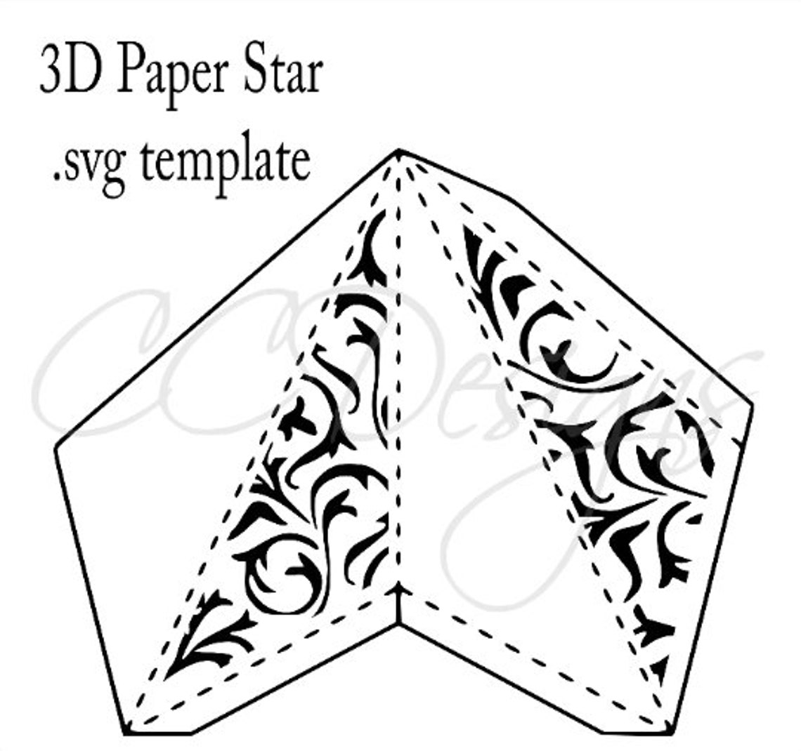 3D Paper Star Printable Template SVG Star Cut Files DXF - Etsy