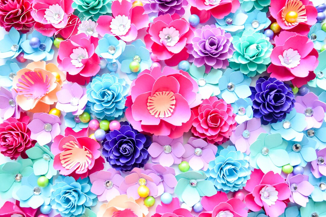 Small Paper Flowers, Paper Flower SVG Cut Files, Pink Paper Roses, Mini ...