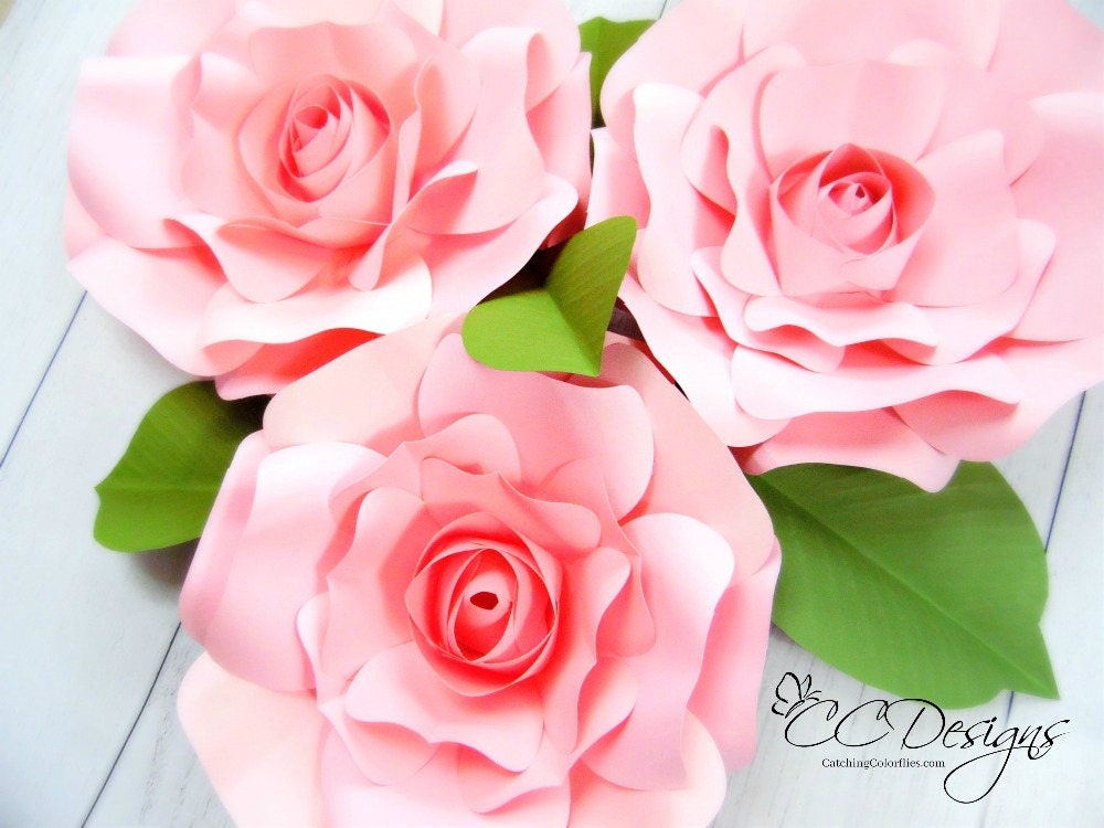 DIY Giant Paper Rose Pattern Templates and Tutorials Garden | Etsy