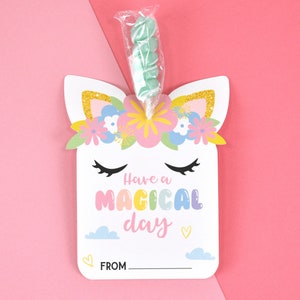 Unicorn Valentine Lollipop Card - Printable Unicorn Valentine Cards ...