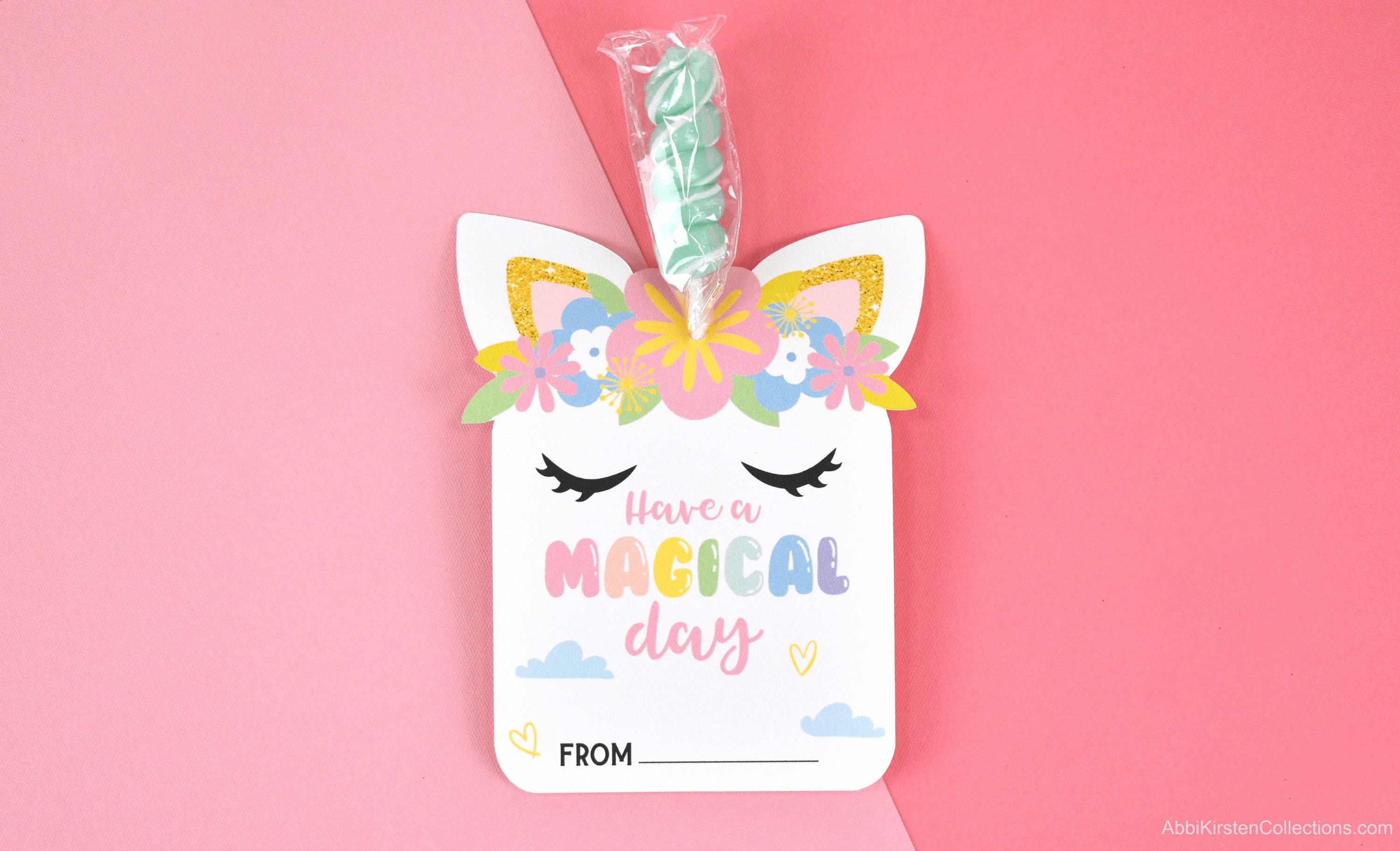 Unicorn Valentine Lollipop Card Printable Unicorn Valentine | Etsy