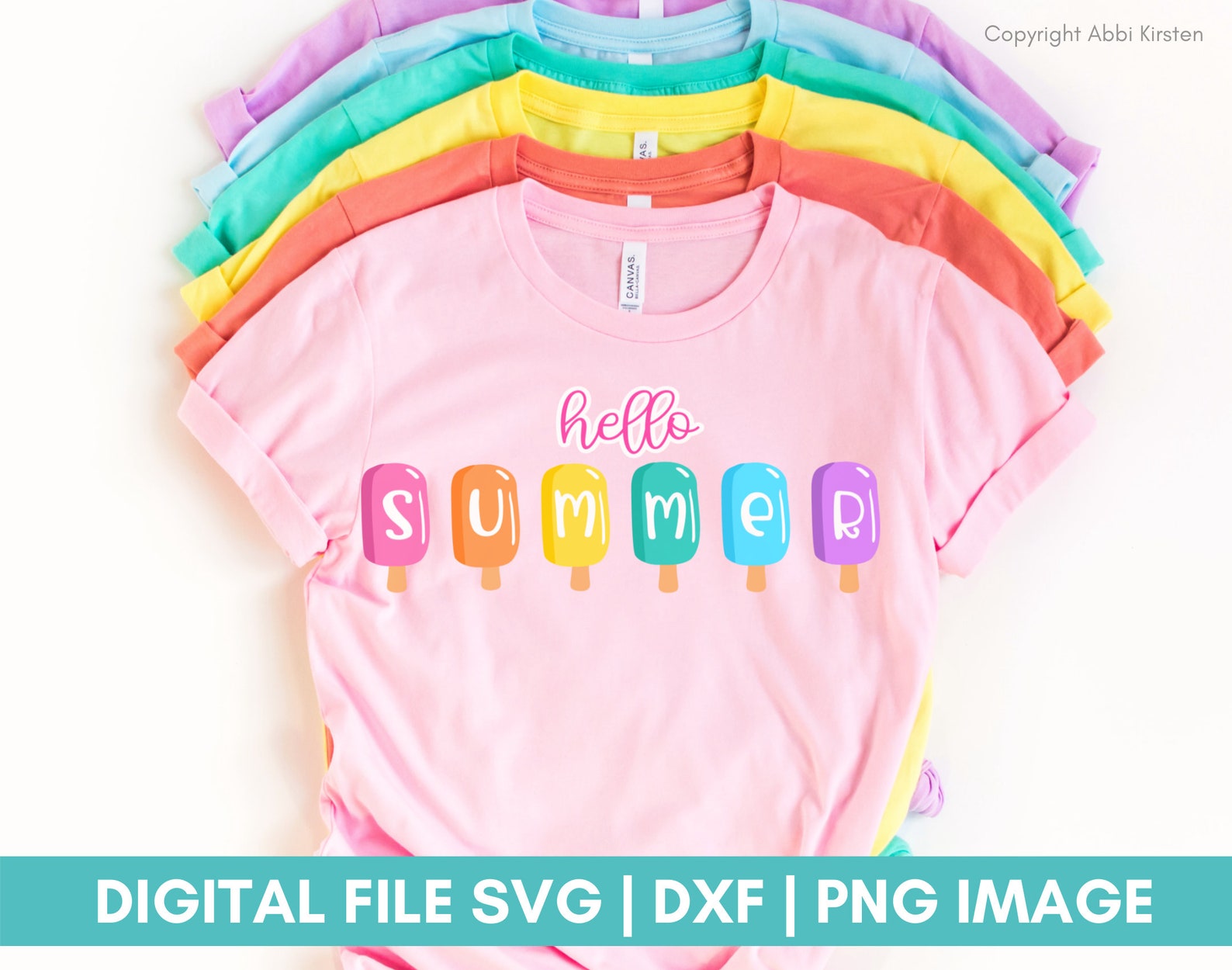 Hello Summer Popsicle SVG Cut File, Summer T-shirt Svg, Rainbow ...