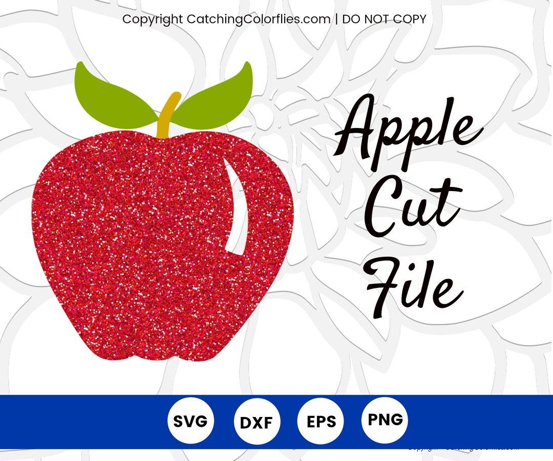 Teacher Apple SVG Cut File, Monogram Apple SVG, Glitter Apple SVG Decal ...