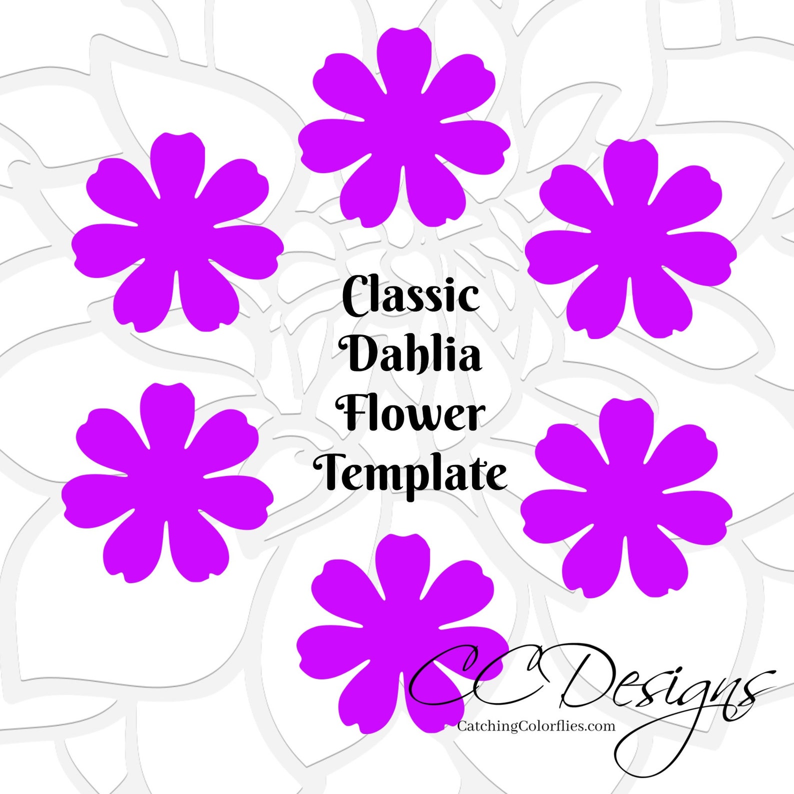 Paper Flower Templates, Paper Dahlias, PDF Flower Patterns, Small Paper ...