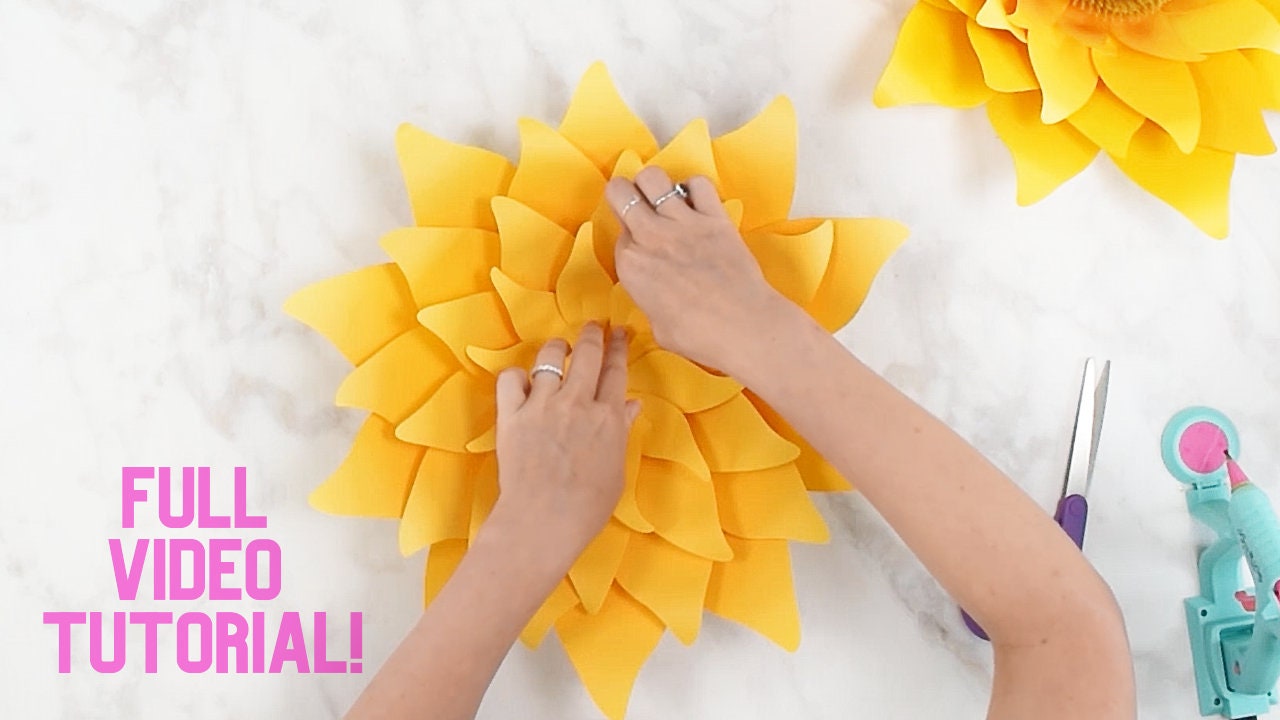 Large Paper Sunflower DIY Templates, PDF Flower Templates and Flower ...