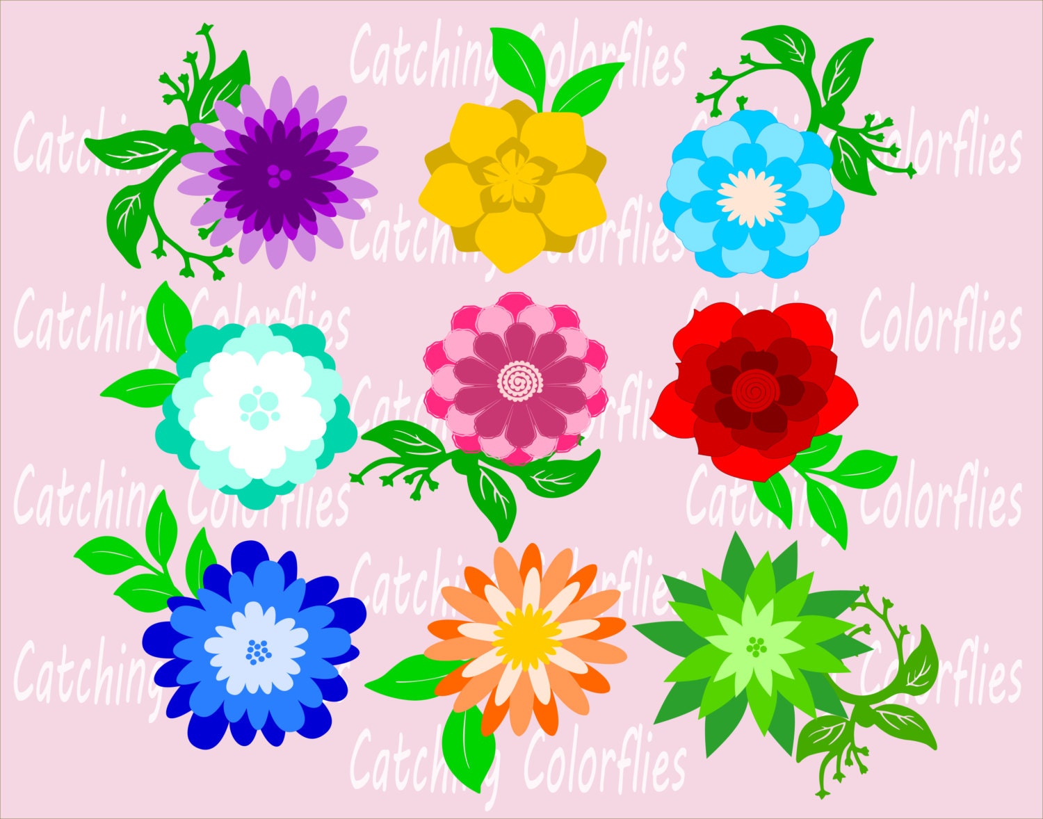 3 Petal Flower Clipart