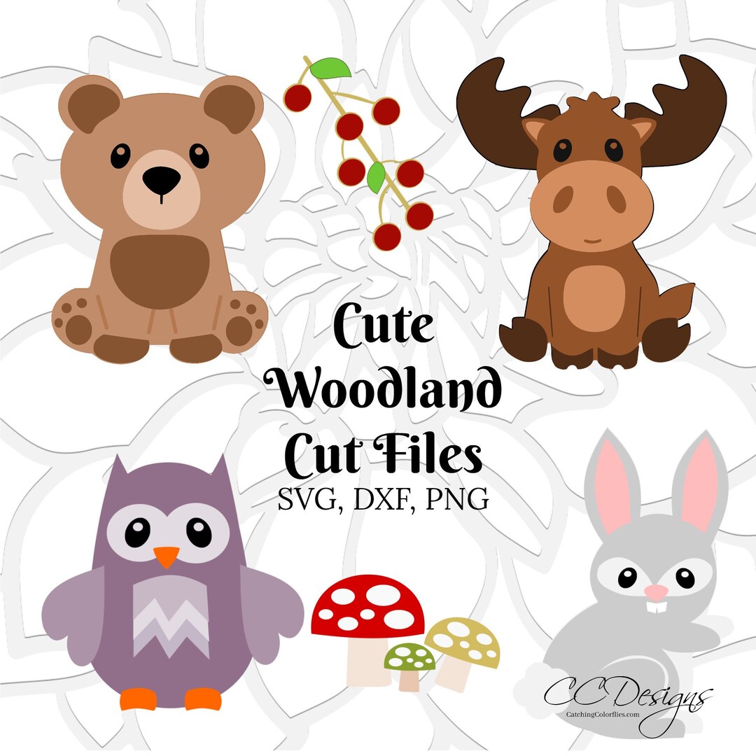 Baby Woodland Forest Animals, SVG Cut Files, Moose Cut Files, Cute Baby ...