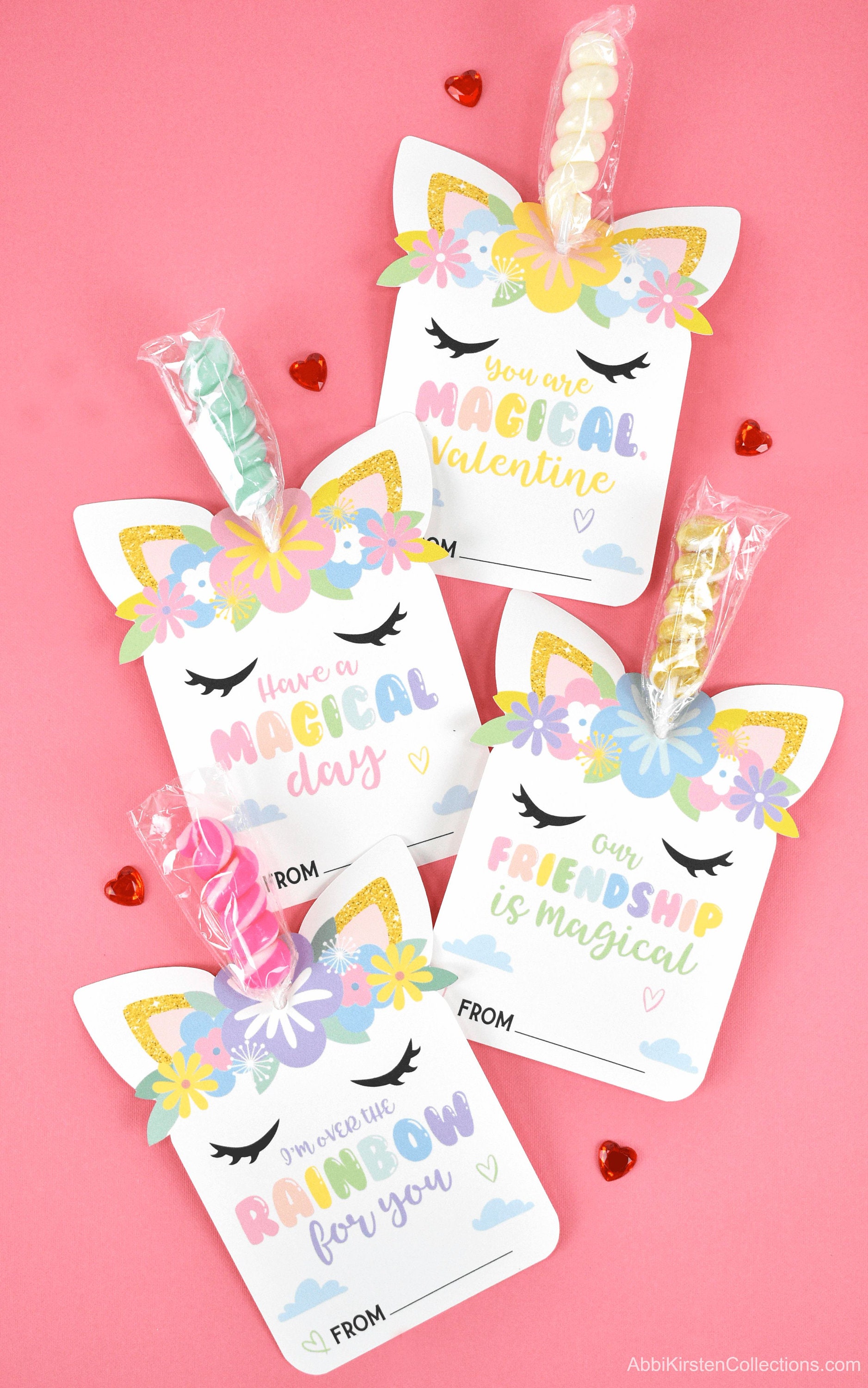 Unicorn Valentine Lollipop Card Printable Unicorn Valentine | Etsy