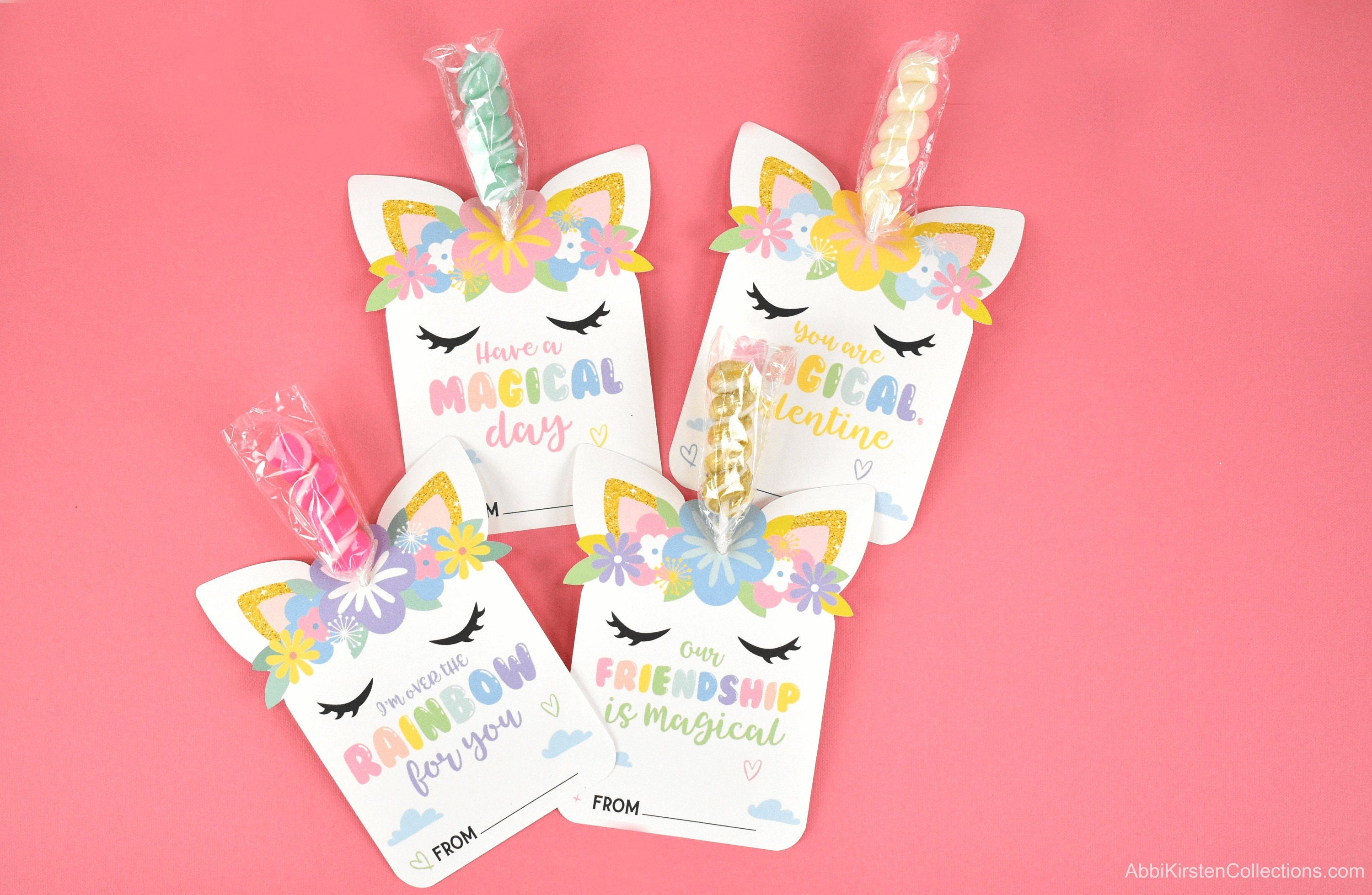 Unicorn Valentine Lollipop Card Printable Unicorn Valentine | Etsy