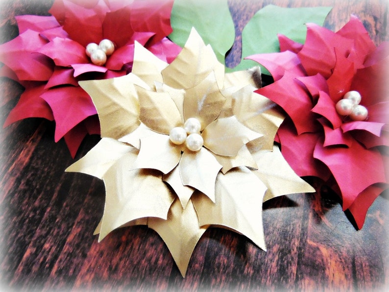 Small Paper Flower PDF Templates Christmas Poinsettia Flower - Etsy