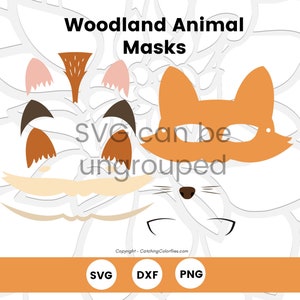 Woodland Animal Masks for Birthday Party, Fox Bear Raccoon Deer and Owl ...