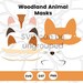 Woodland Animal Masks for Birthday Party, Fox Bear Raccoon Deer and Owl ...
