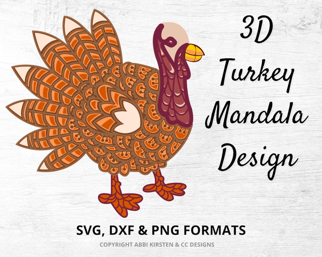 3D Thanksgiving Turkey Mandala SVG, Turkey Shirt, Turkey PNG, Turkey ...