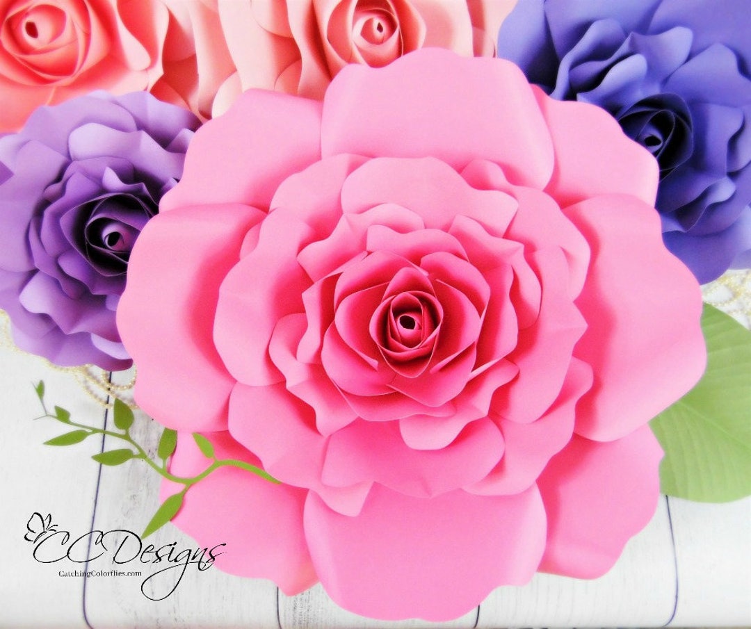 Giant Paper Rose Patterns & Tutorials, DIY Paper Flower Template SVG ...