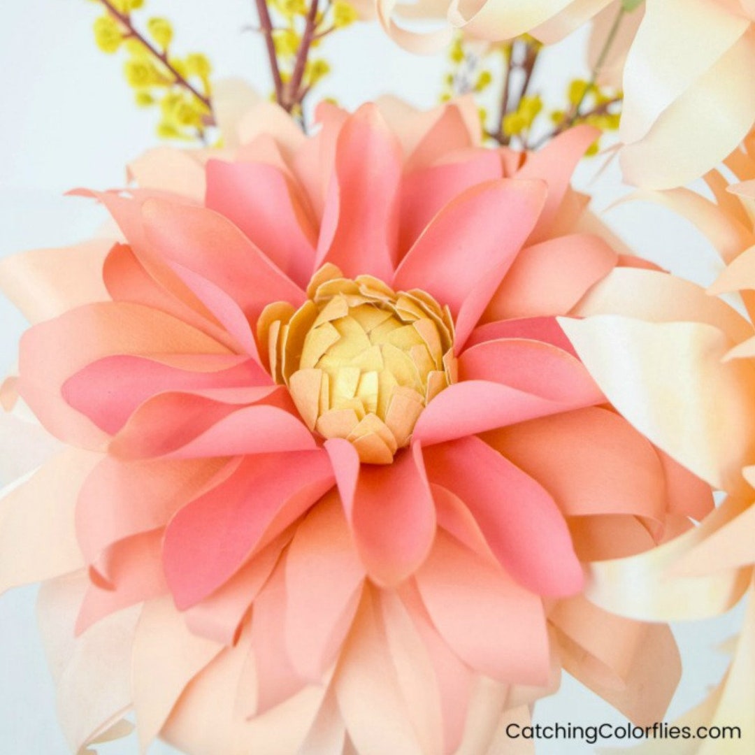 Autumn Sunburst Paper Dahlia Flower Templates and Tutorial, Dahlia ...