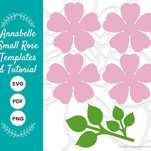DIY Small Paper Rose Template Pattern, SVG Cut Files and PDF Printables ...