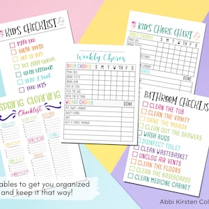 Weekly Cleaning Checklist, Kids Chore Charts, Cleaning Stickers ...