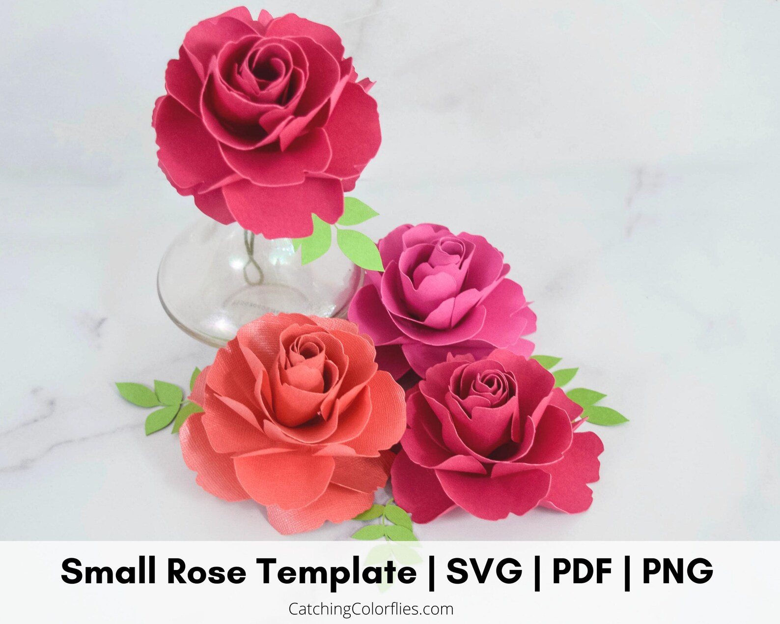 Small Paper Rose Template SVG and PDF Files With Tutorial, Paper Roses ...